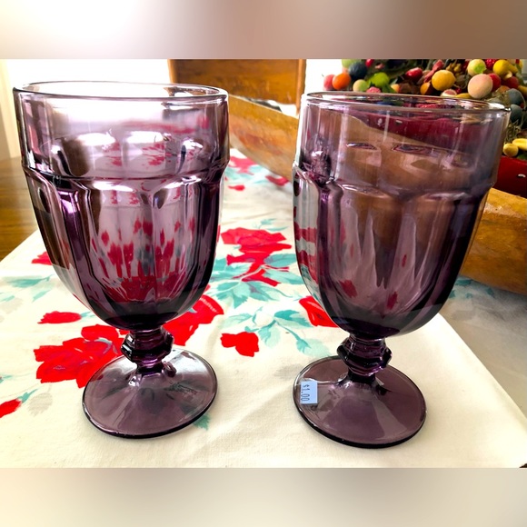 Libbey | Dining | Pair Vintage Libbey Purple Gibraltar Tumblers Goblets ...